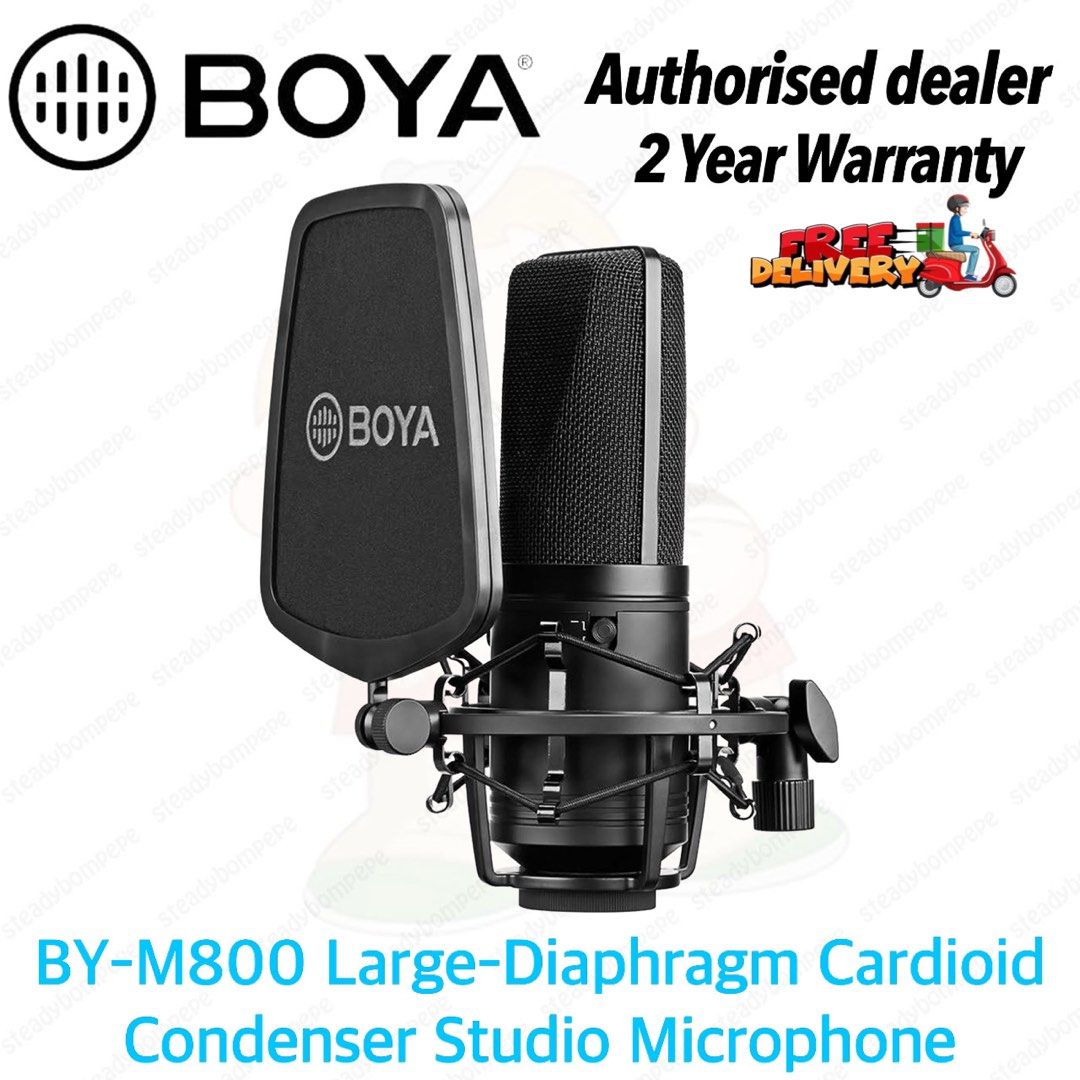 BOYA BY-M800 Large-Diaphragm Cardioid Condenser Studio Microphone ...