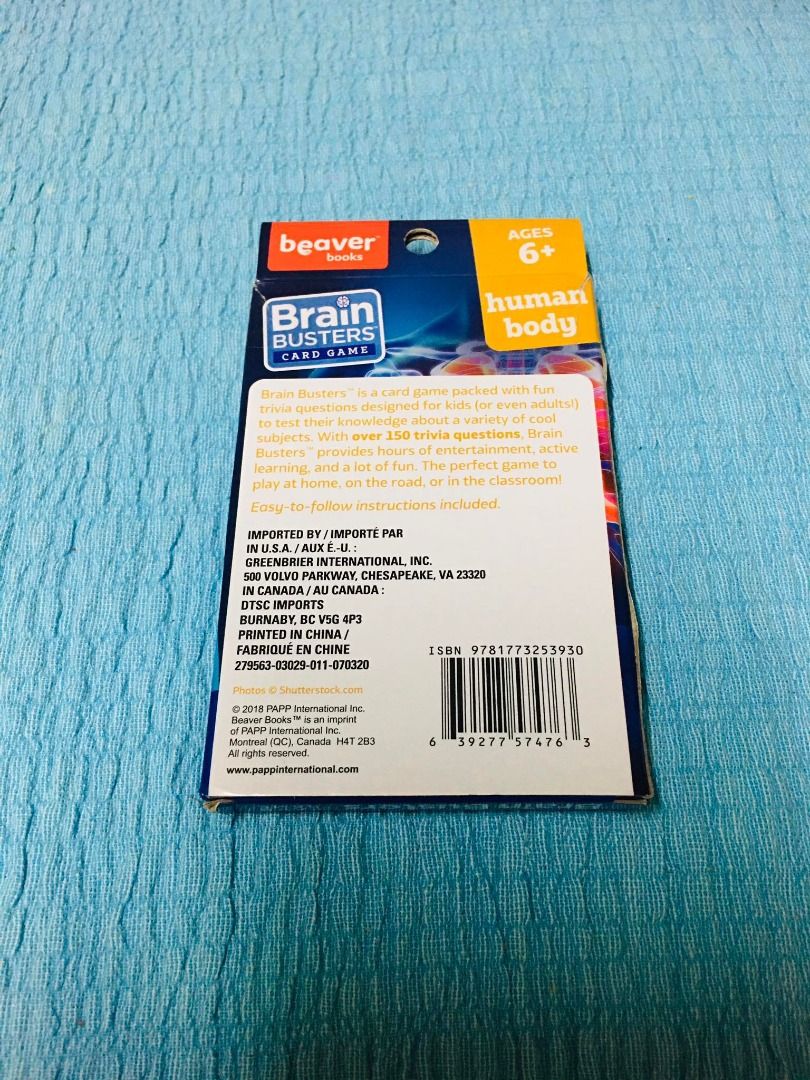 Brain Busters Card Game : Human Body (over 150 trivia questions ...