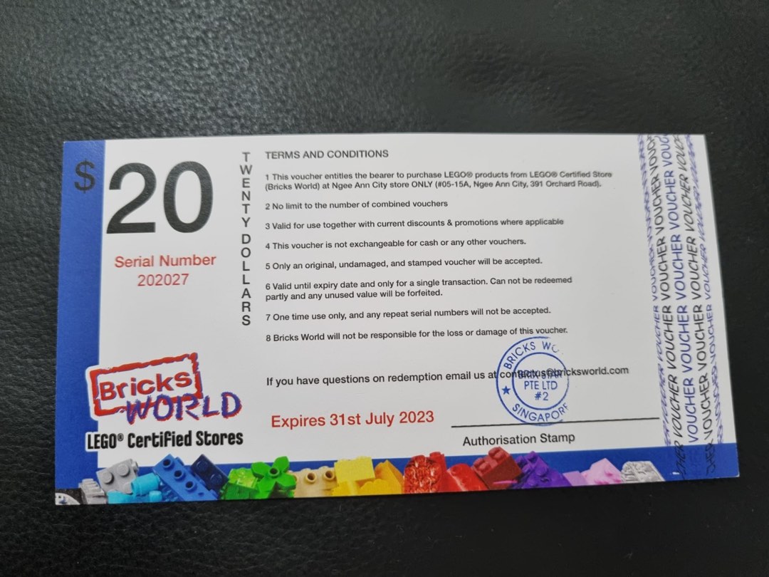 Bricks World Lego Voucher, Tickets & Vouchers, Vouchers on Carousell