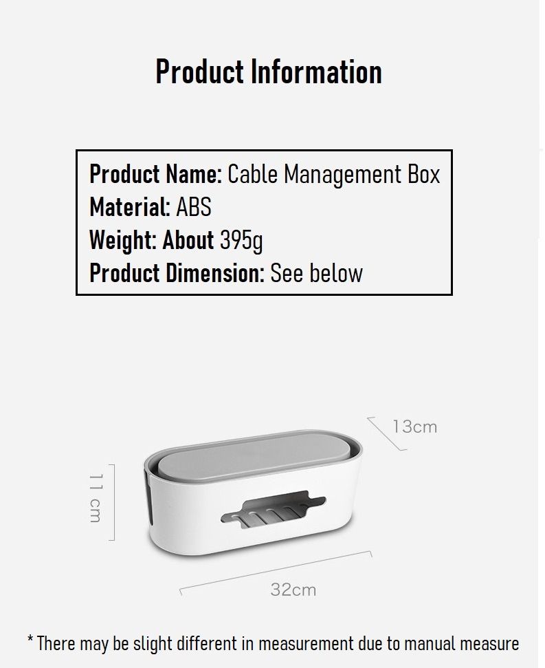Cable Management Box Storage Power Extension Strip Wire Organizer Cable ...