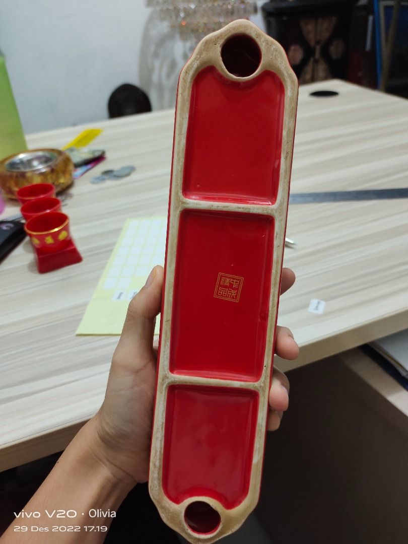 Cawan Altar Merah Cap Keramik Kuno Jadul Antik, Antik, Pajangan di ...