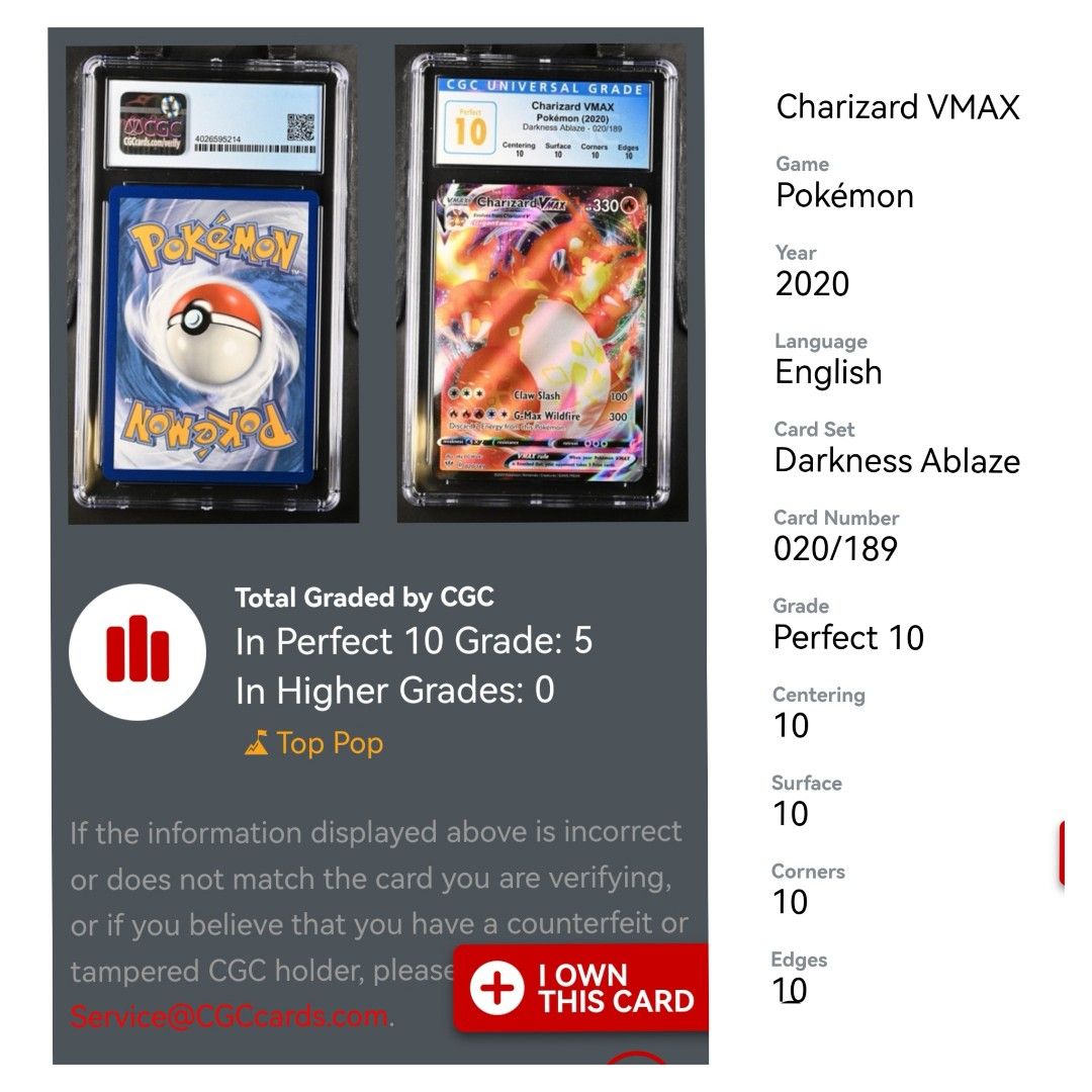 CGC Top Population Charizard Vmax, Hobbies & Toys, Memorabilia ...