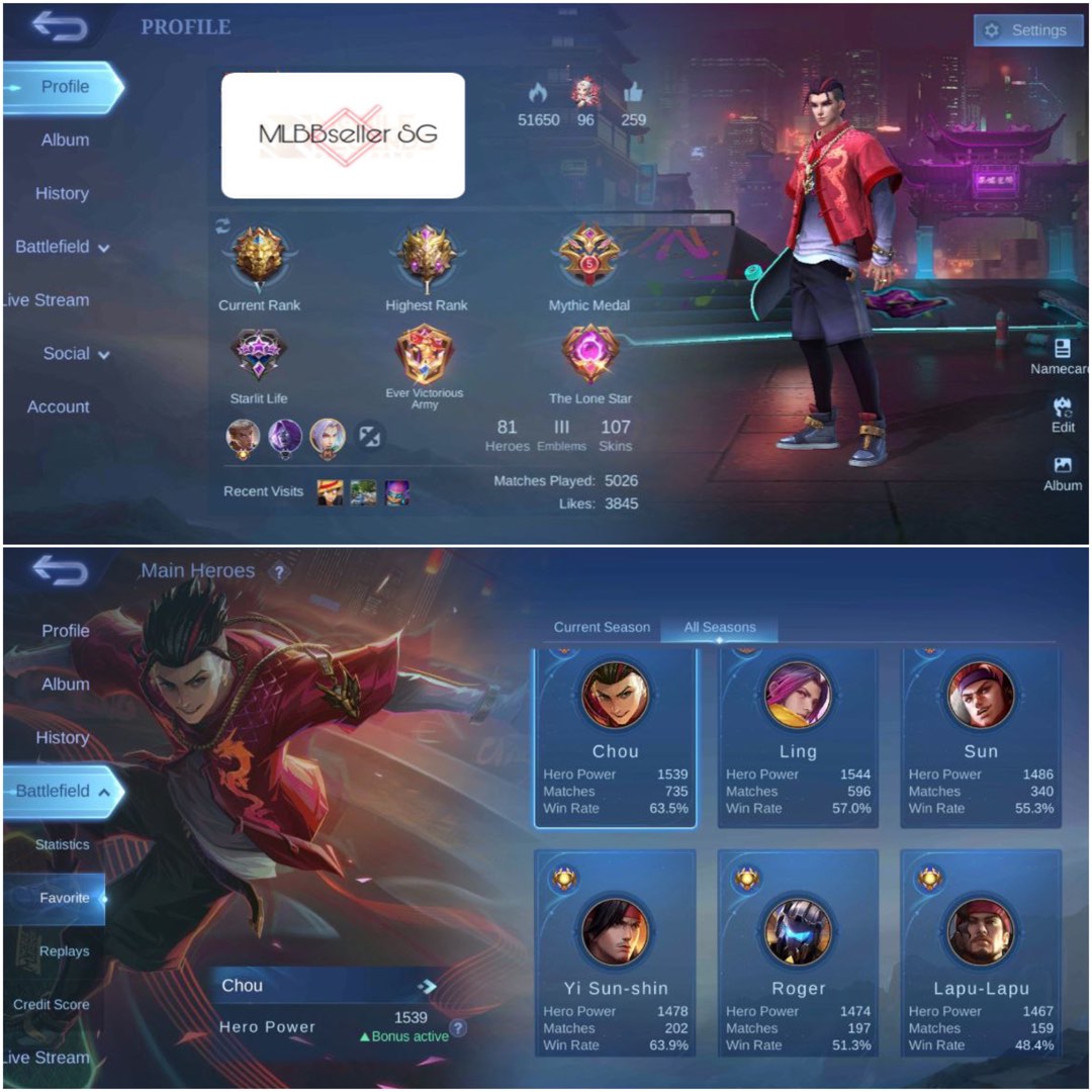 Chou Stun + Ling Starlight, Video Gaming, Gaming Accessories, Game Gift ...