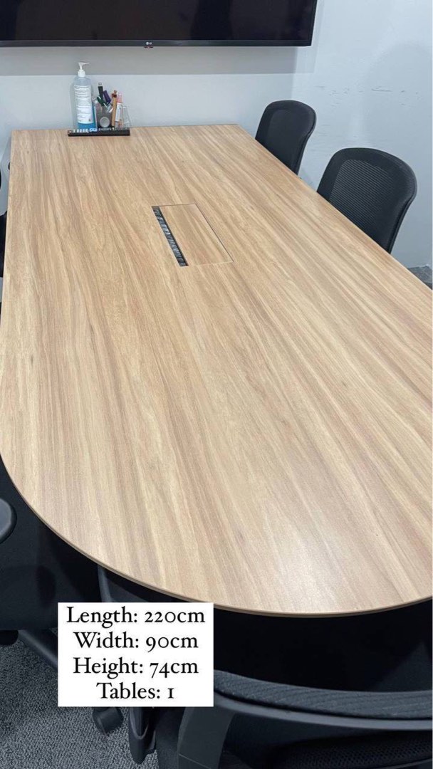 Conference table with cable management and 4 office chairs, Furniture ...