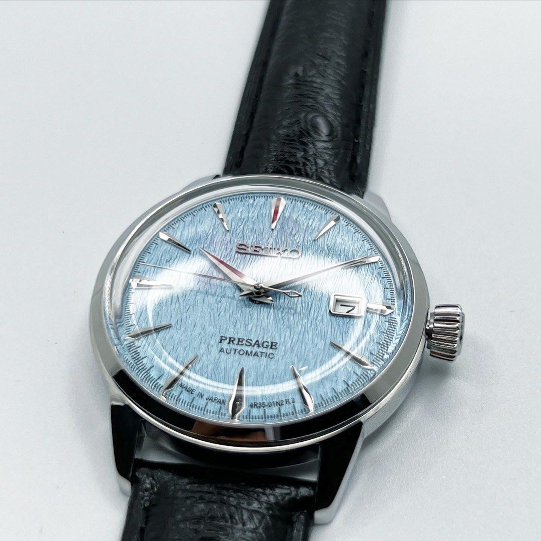 Custom Seiko Mod 40.5mm Ice Blue Snowflake Presage Automatic Watch ...