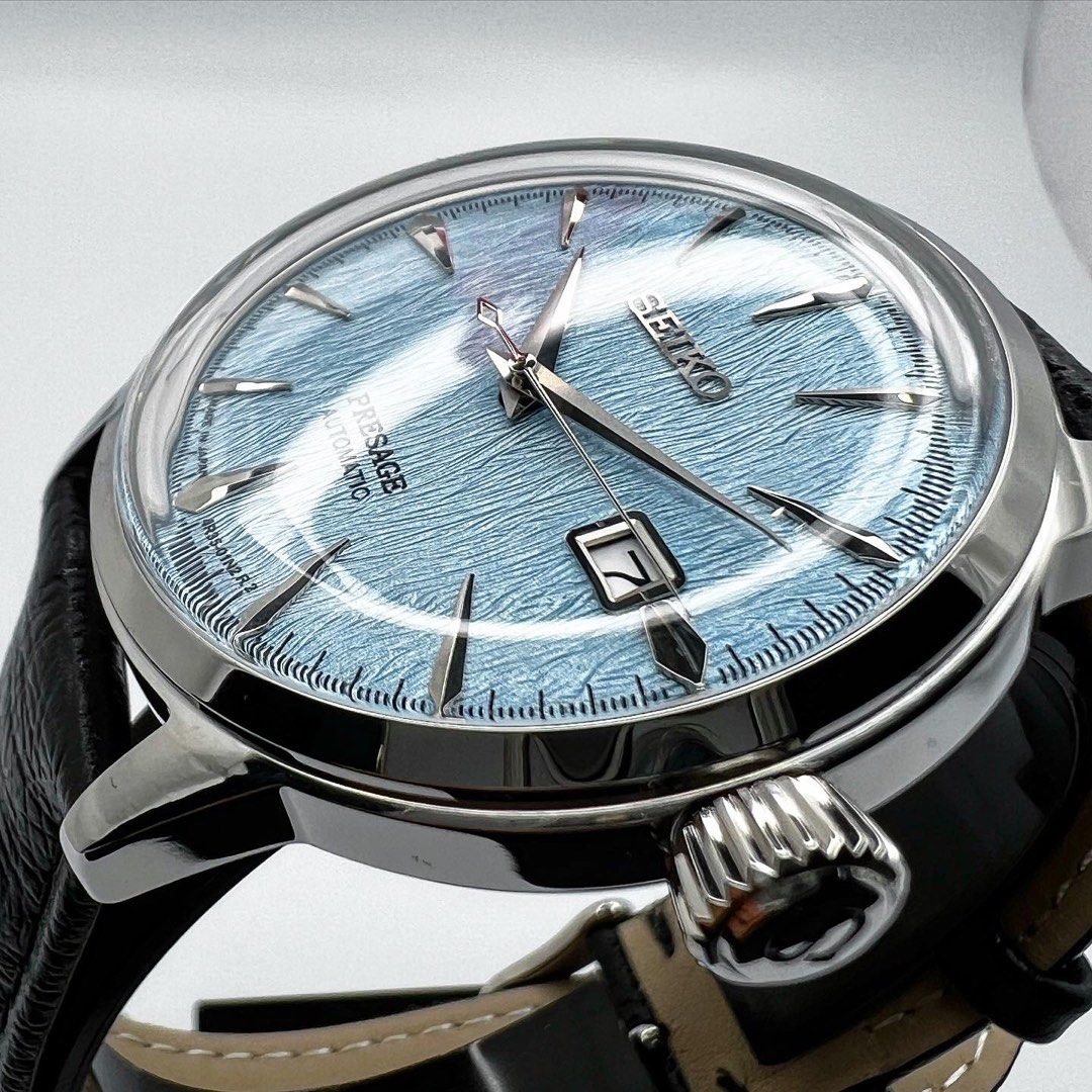 Custom Seiko Mod 40.5mm Ice Blue Snowflake Presage Automatic Watch ...