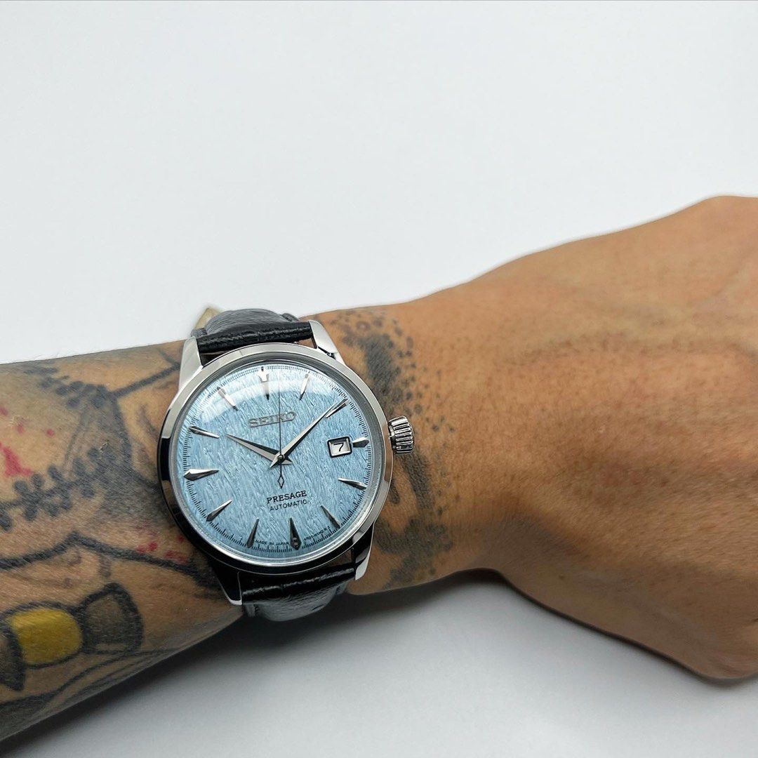 Custom Seiko Mod 40.5mm Ice Blue Snowflake Presage Automatic Watch ...