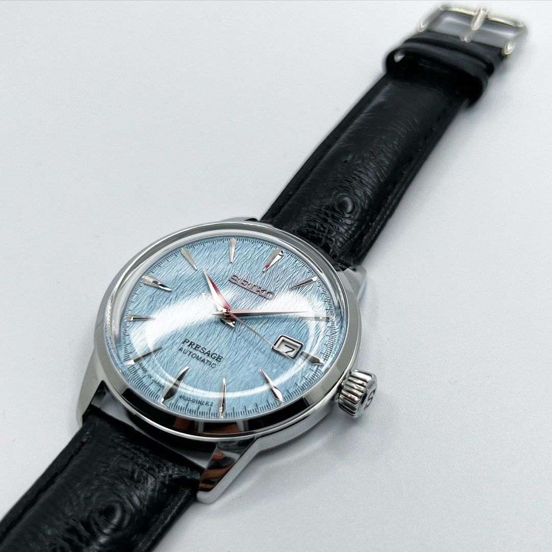 Custom Seiko Mod 40.5mm Ice Blue Snowflake Presage Automatic Watch ...