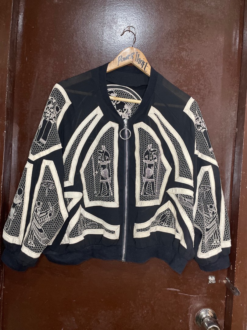 Egyptian Hieroglyphics Embroidered Prints Jacket, Women's Fashion ...