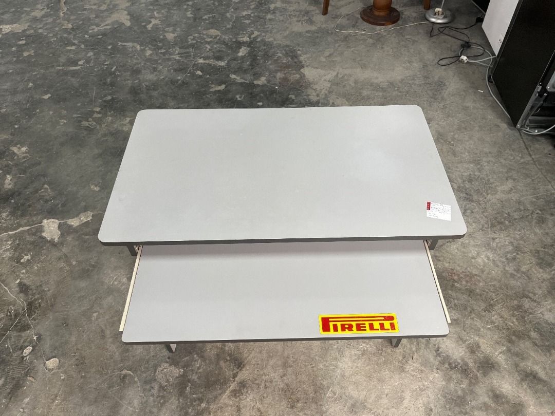 (F20039374) Grey Wooden Computer Table With Drawer / Meja Komputer Kayu ...