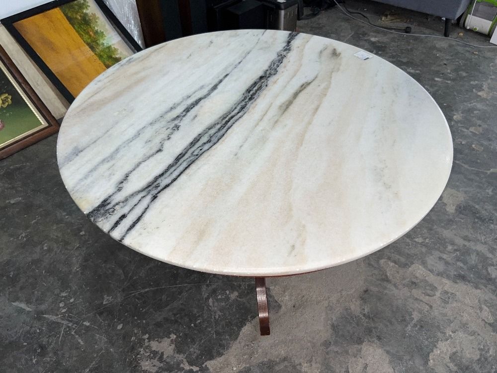 (F20041053) Round White Marble 6-Seater Dining Table / Meja Makan 6 ...