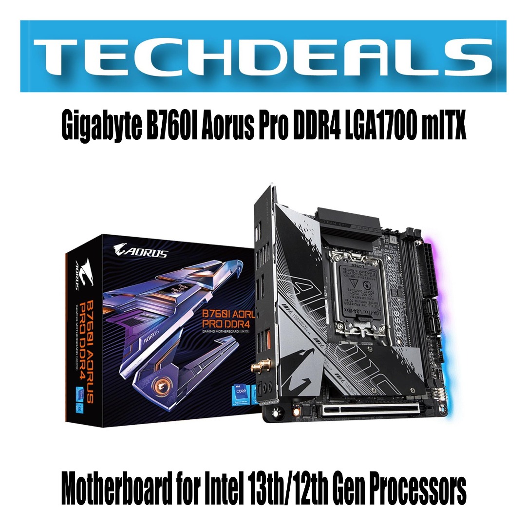 Gigabyte B760I Aorus Pro DDR4 LGA1700 mITX Motherboard for Intel 13th/12th Gen Processors ...