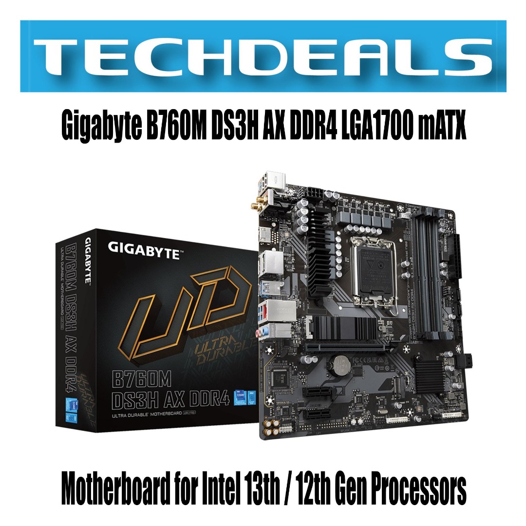 Gigabyte B760M DS3H AX DDR4 LGA1700 mATX Motherboard for Intel 13th/12th Gen Processors ...