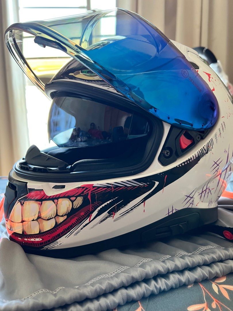 Helmet DC Joker Edition, Motorcycles, Motorcycle Apparel on Carousell