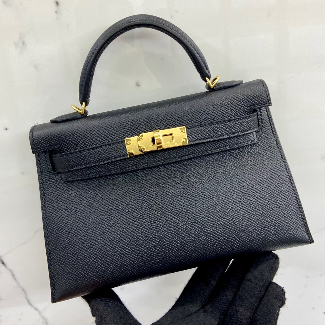 HERMES BLACK MINI KELLY EPSOM STAMP U SHOULDER BAG 237001165 ], Luxury ...