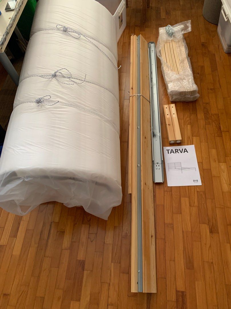Ikea TARVA Bedframe + MALVIK Mattress, Furniture & Home Living ...