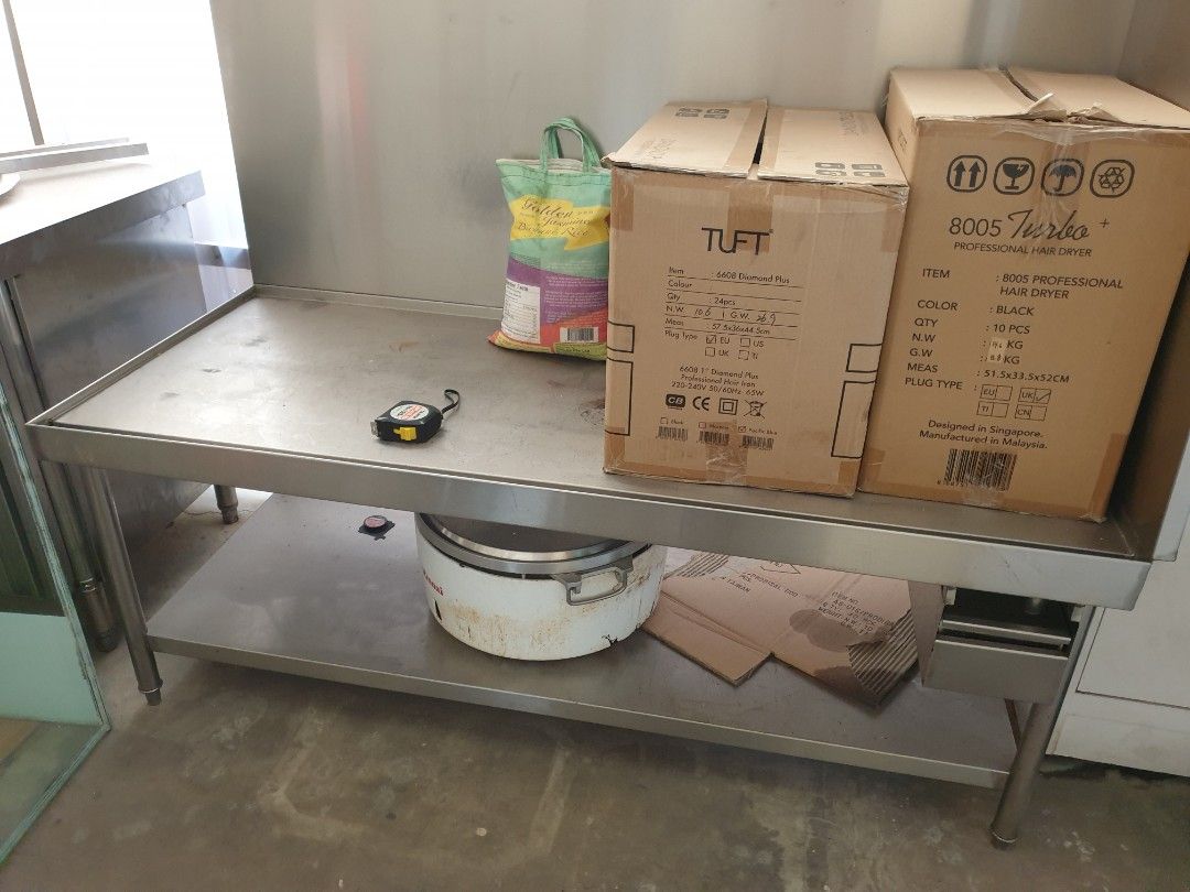Industrial Stainless Steel Cooking Prep Area, Furniture & Home Living ...