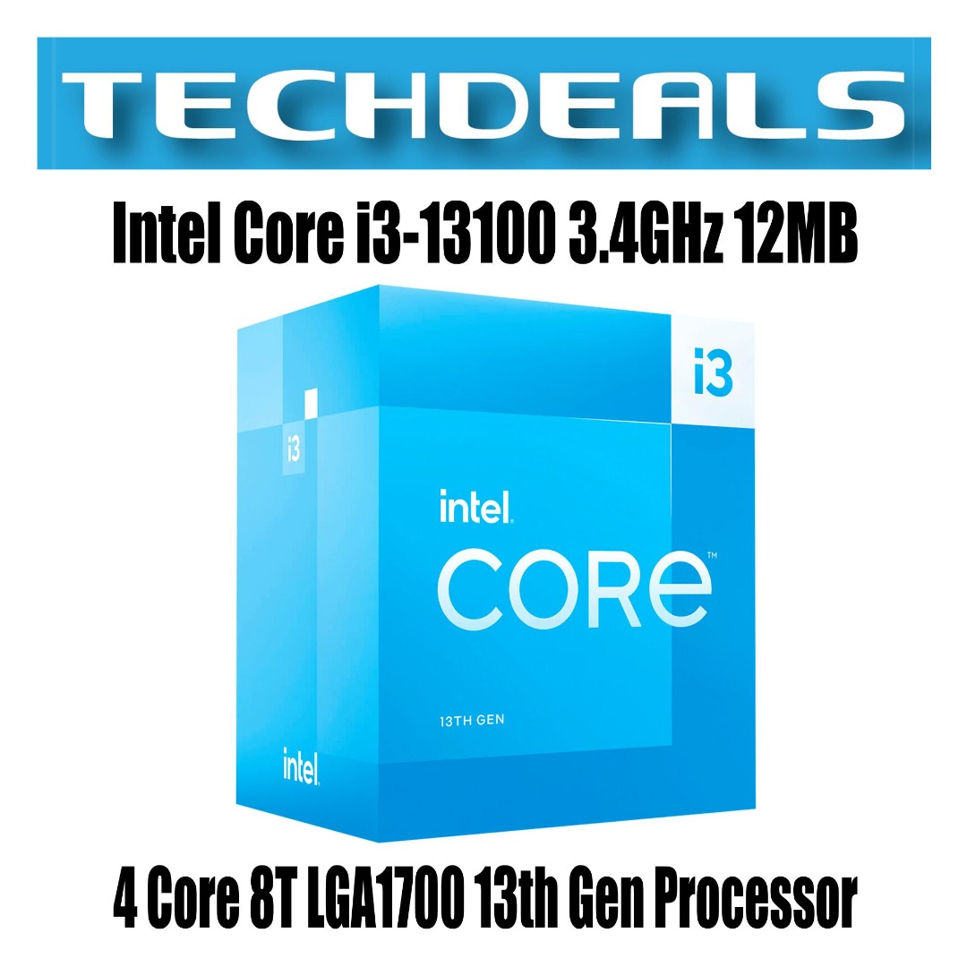 Intel Core i3-13100 3.4GHz 12MB 4 Core 8T LGA1700 13th Gen Processor ...
