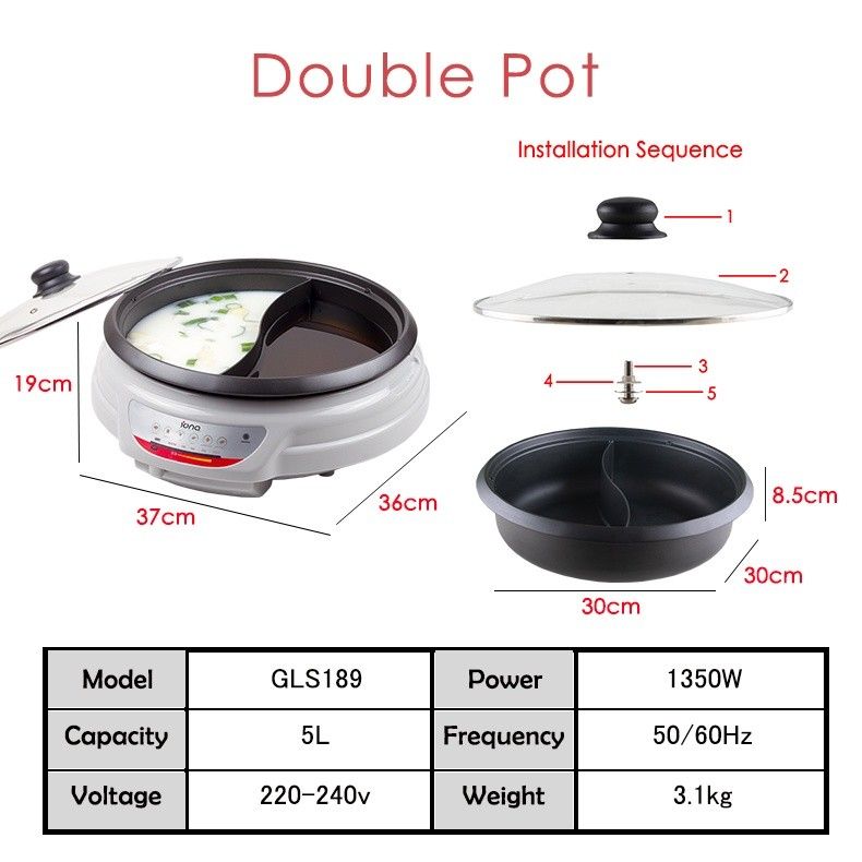 IONA 5L Dual Steamboat Pot Yuan Yang Hotpot Electric - GLS189, TV ...