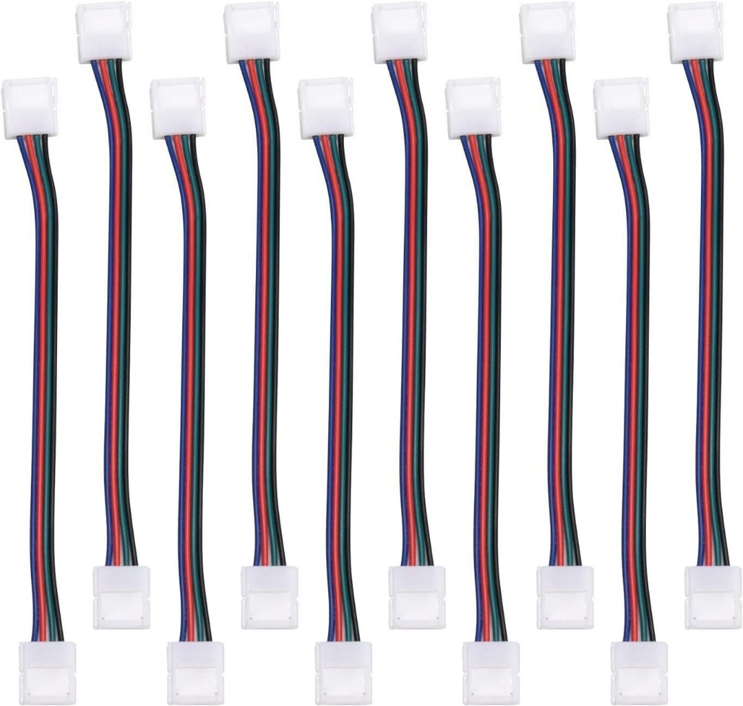JACKYLED 10-Pack 5050 3528 RGB LED Light Strip Connectors 4-Pin 10mm ...