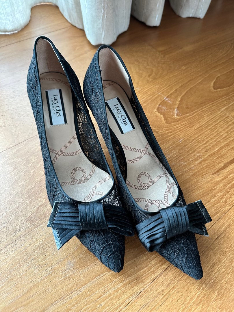 Lucy Choi - Black Lace Ribbon Heels - 37, Women's Fashion, Footwear ...