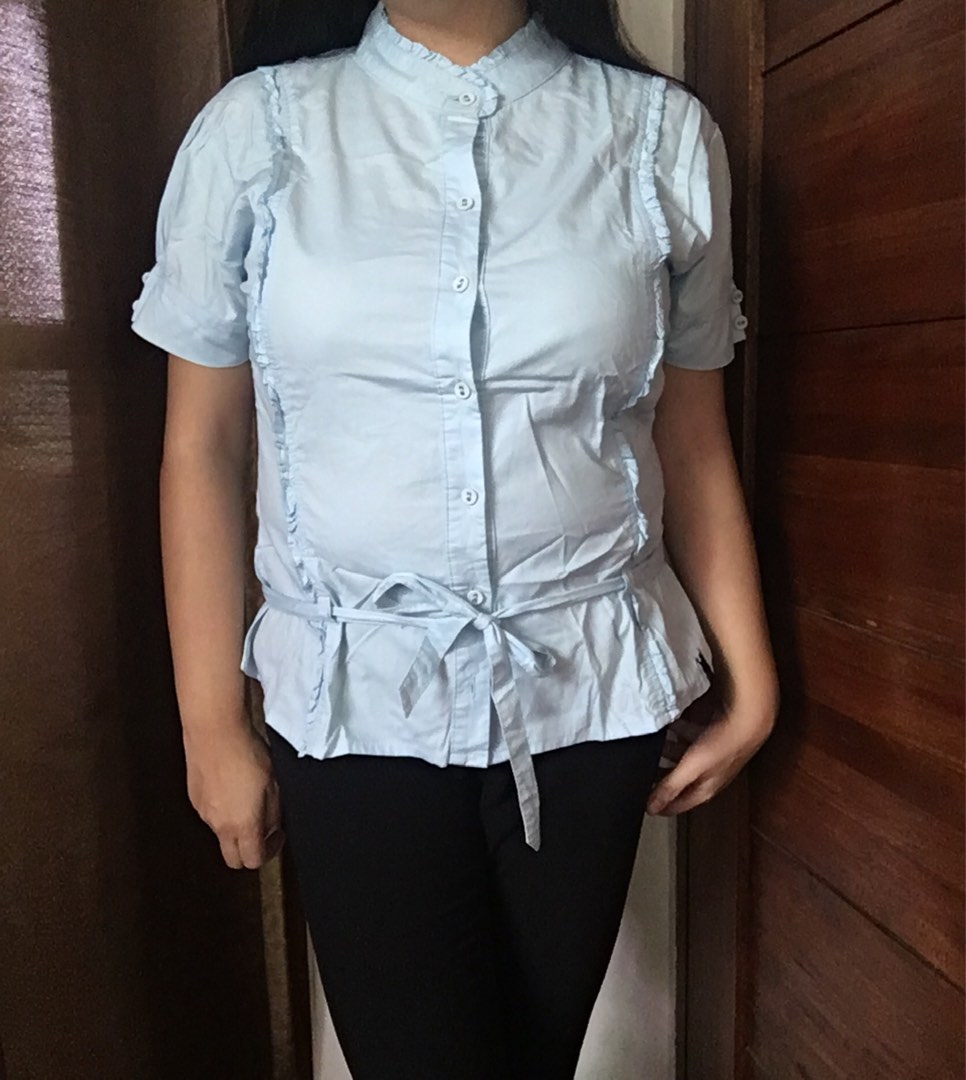 (Missing button) M-L - Crissa Blue Ribbon Buttondown Blouse, Women's ...