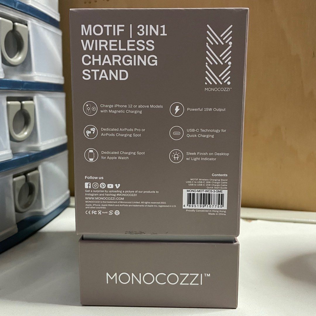 Monocozzi Motif 3 in 1 Wireless Charging Stand - Smoke Stone, Computers & Tech, Parts ...