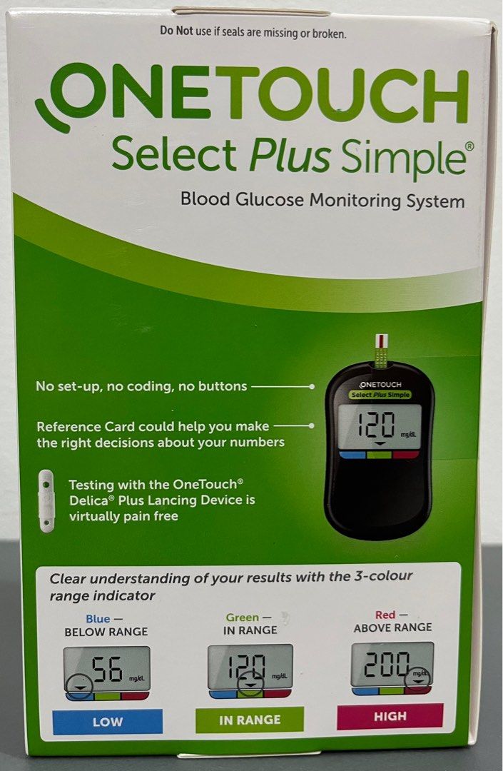 One Touch Select Plus Simple Glucometer, Health & Nutrition, Medical ...