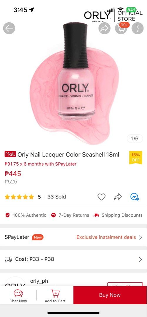 Orly nail lacquer color seashell, Beauty & Personal Care, Hands & Nails ...