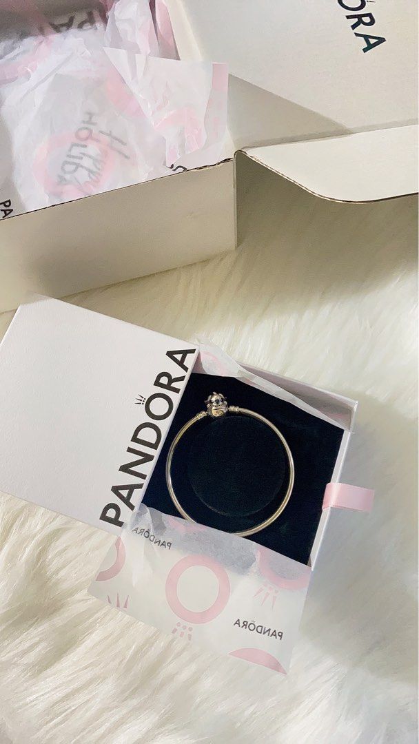 Pandora Moments Disney Stitch Biting Clasp Bangle Bracelet, Women's ...