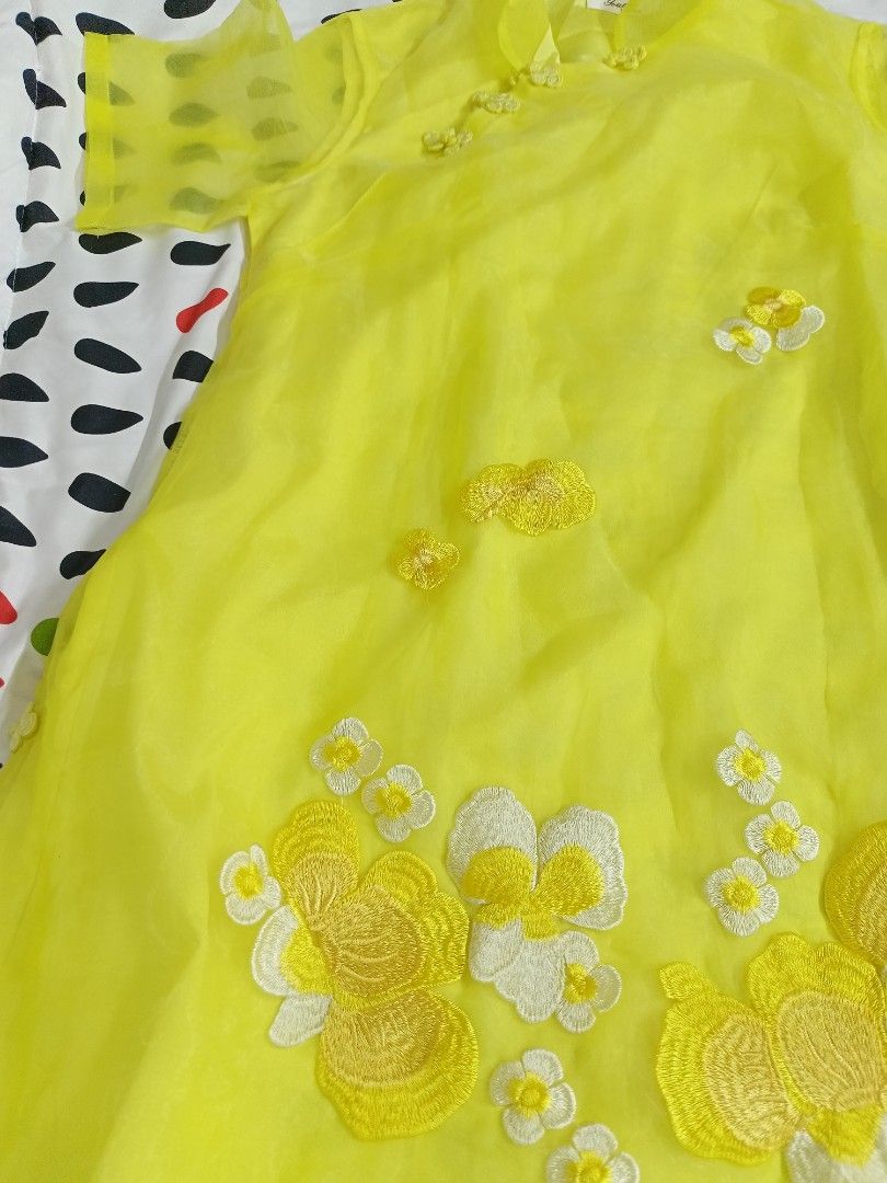 Plus size XL Yellow mesh sheer cheongsam, Women's Fashion, Dresses ...