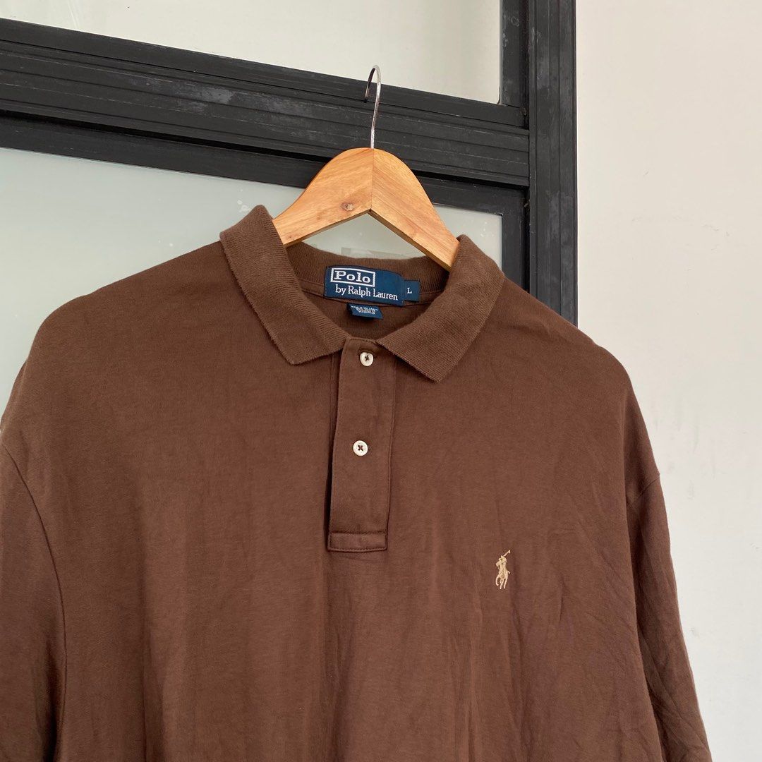 Polo by Ralph Lauren Choco Brown Cream Logo, Men's Fashion, Tops & Sets ...