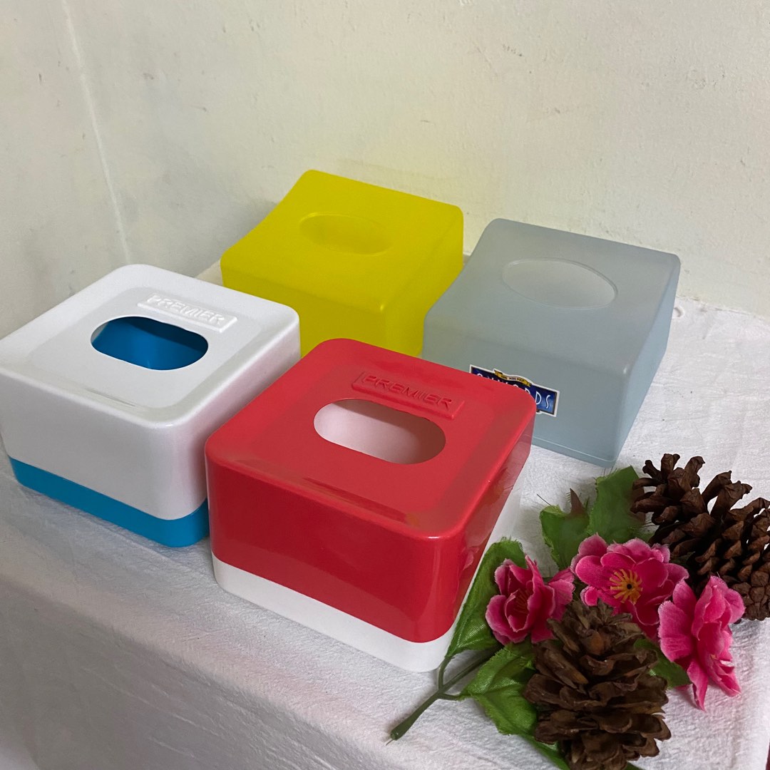 Premier tissue box_ Onwards tissue box_ Yellow plastic tissue box ...