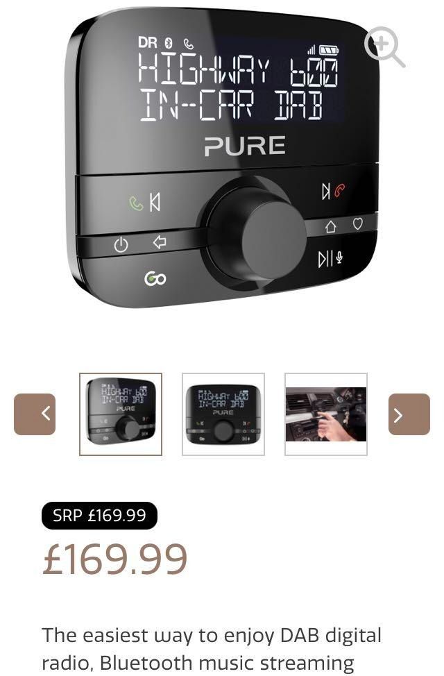 Pure Highway 600 - DAB, DAB+/FM Car Audio Adapter with Bluetooth, Car ...