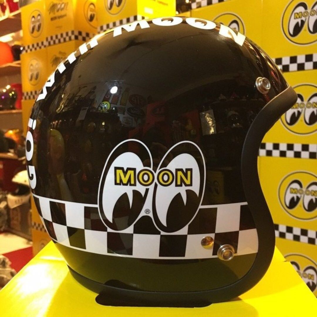 Rare Original Mooneyes open face helmet Size M, Motorcycles, Motorcycle ...
