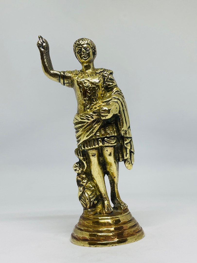 ROMAN EMPEROR AUGUSTUS CAESAR METAL STATUE VINTAGE MINIATURE MONUMENT ...
