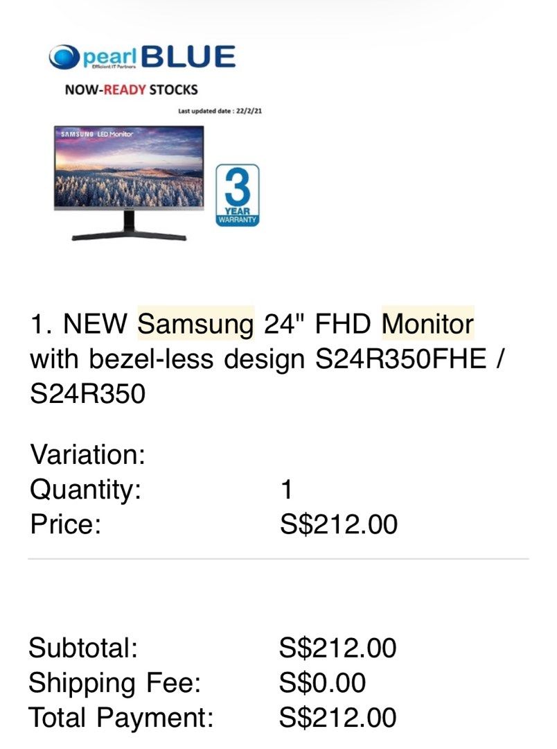 Samsung 24" FHD Monitor with bezel-less design S24R350FHE / S24R350 ...