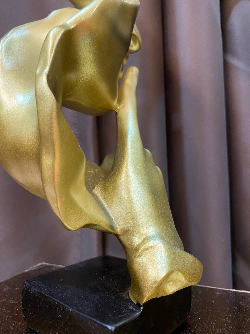 Silence Abstract Statue Sculpture (Golden), Furniture & Home Living ...