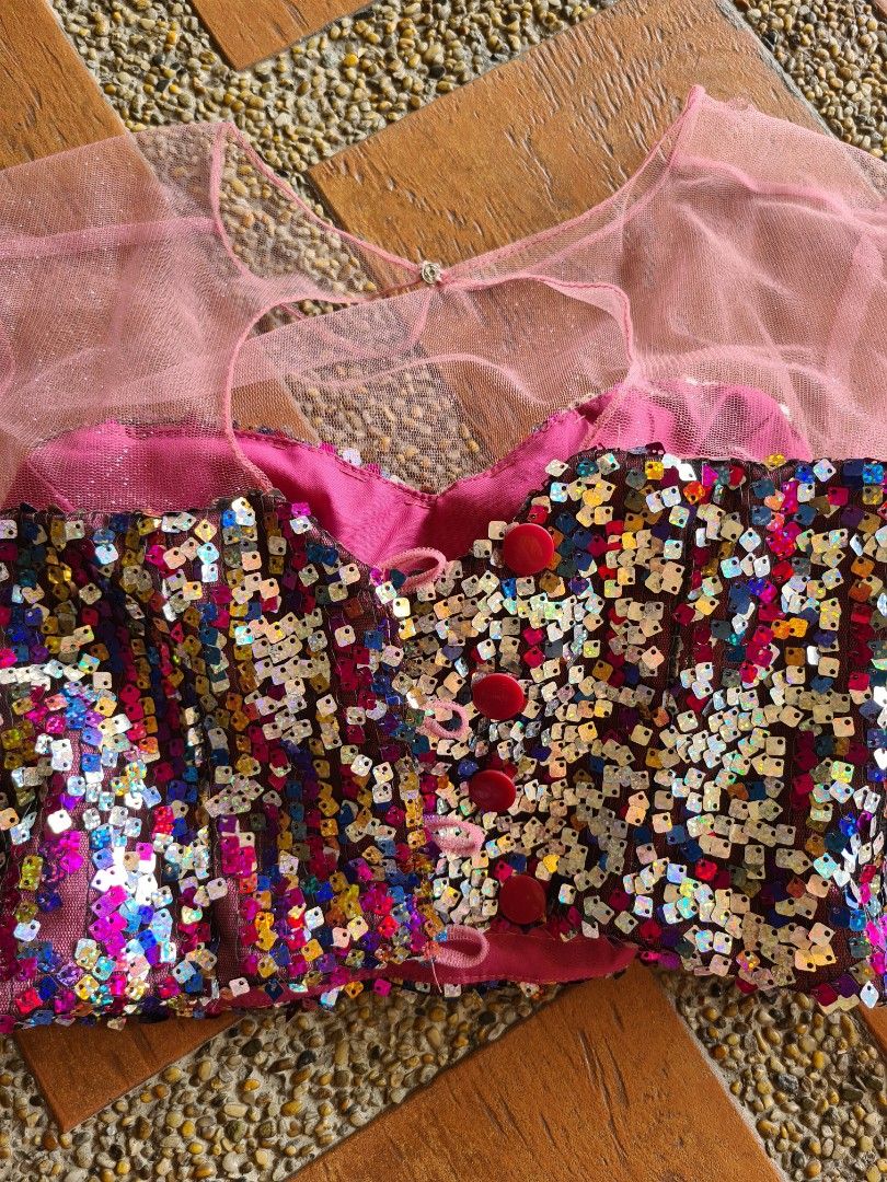Sparkly Pink Skirt and Top set, Women's Fashion, Dresses & Sets ...