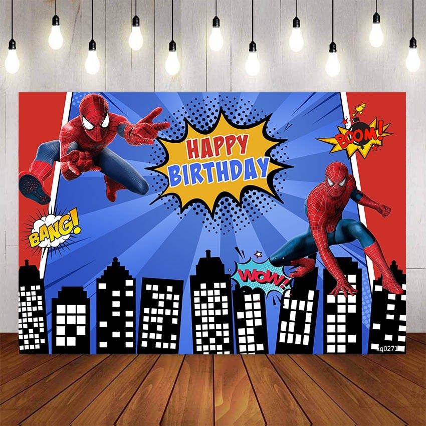 Spiderman birthday backdrop, Hobbies & Toys, Toys & Games on Carousell