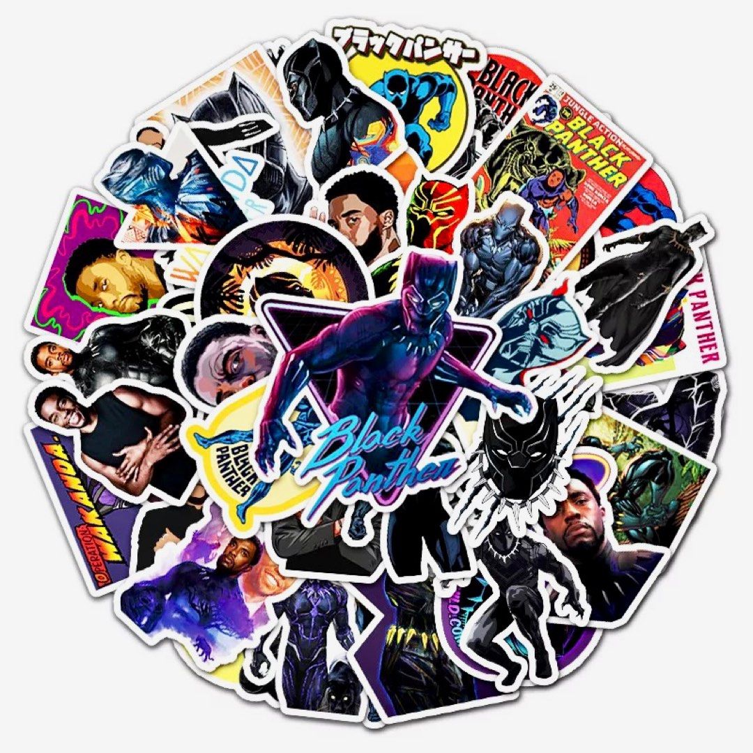 (Stickers) 50pc Black Panther Wakanda Marvel Series Chadwick Comics ...