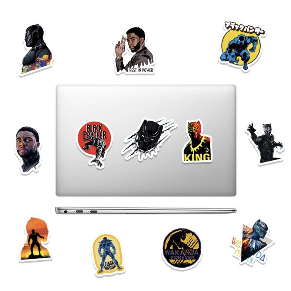 (Stickers) 50pc Black Panther Wakanda Marvel Series Chadwick Comics ...