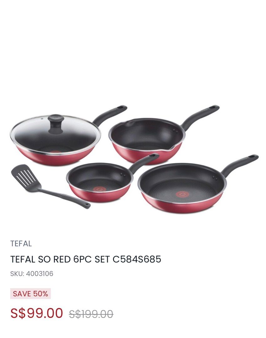 TEFAL So Red 6 Pieces Set, Furniture & Home Living, Kitchenware ...