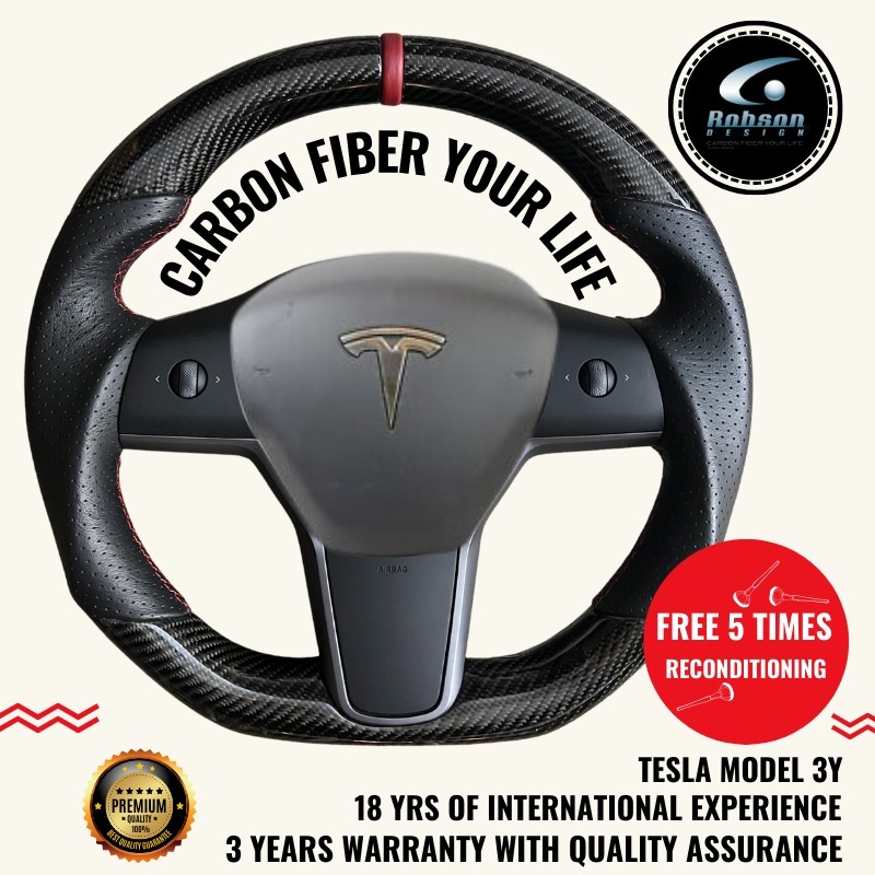 Robson Design Tesla Model 3Y Carbon Fiber Steering Wheel Robson Design ...