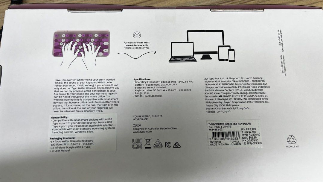Typo writer wireless keyboard, Computers & Tech, Parts & Accessories ...