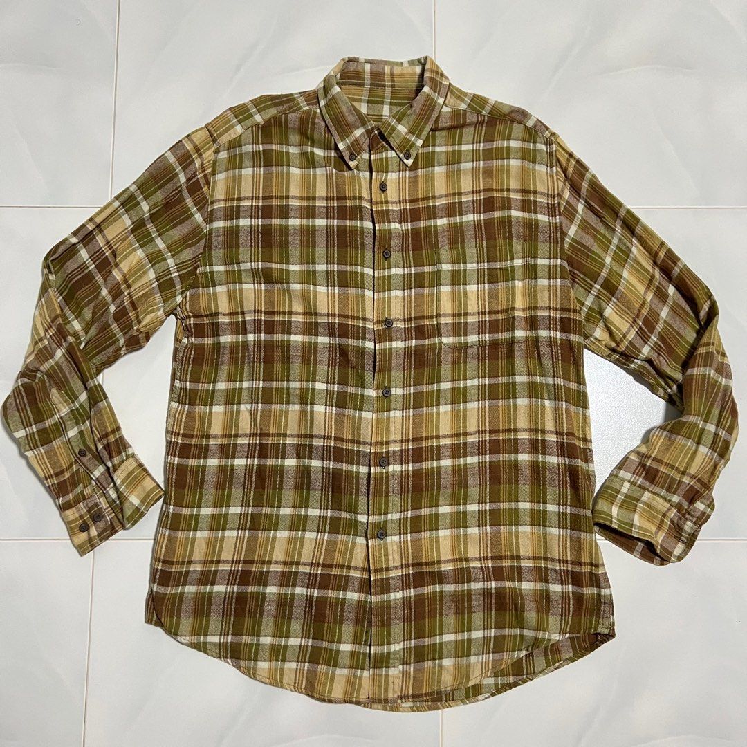 Vintage Khaki Brown flannel shirt, Men's Fashion, Tops & Sets, Formal ...