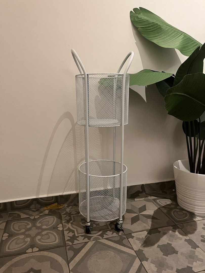 white wire mesh rack organiser tier wheels handle, Furniture & Home ...