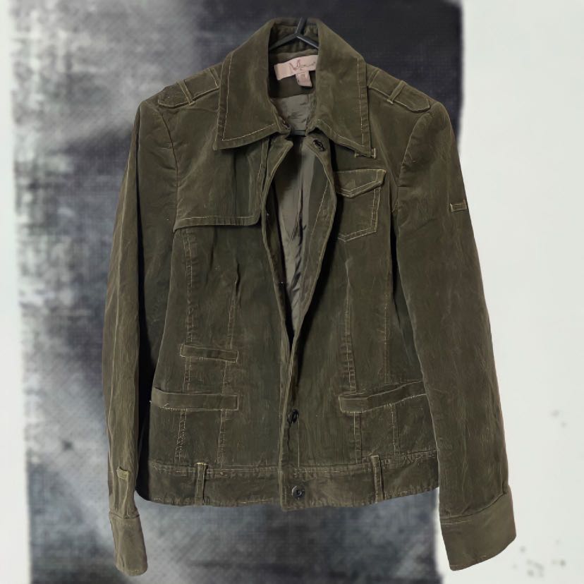 Y2k Alt Green Brown Corduroy Jacket, Women's Fashion, Coats, Jackets ...