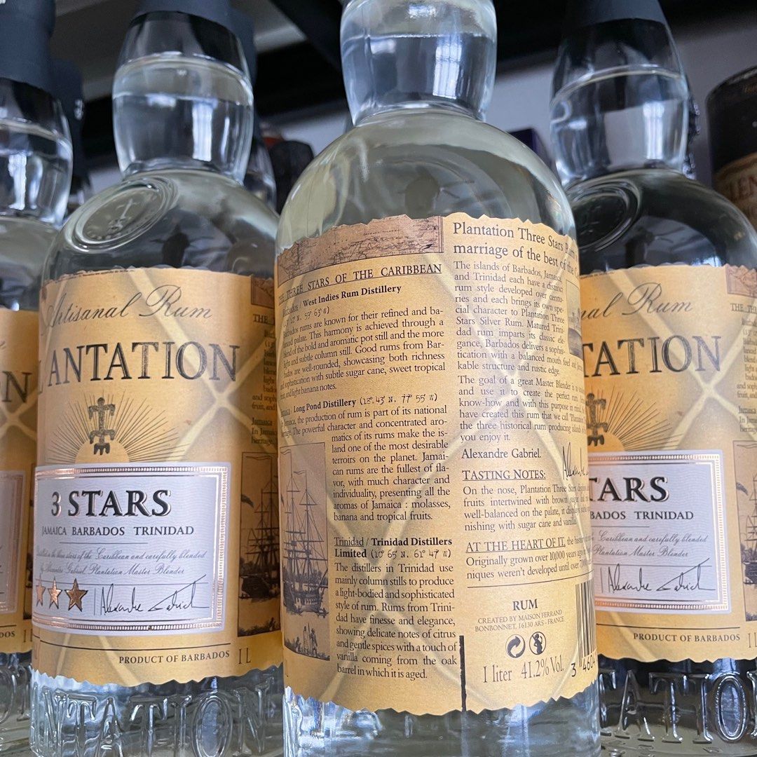 1L Plantation 3 Star Rum white JAMAICA BARBADOS TRINIDAD not Bacardi ...