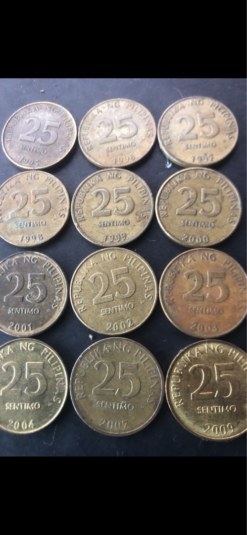 25 sentimo coins 1995 to 2017, Hobbies & Toys, Memorabilia & Collectibles, Currency on Carousell